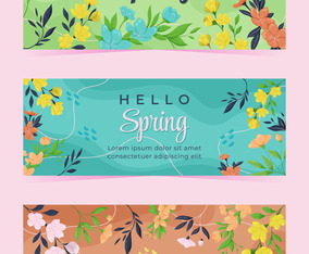 Floral Spring Banner Set Collection