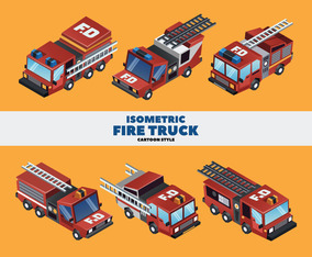 Fire Truck Isometric Object Set Collection | FreeVectors