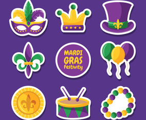 Mardi Gras sticker set | FreeVectors
