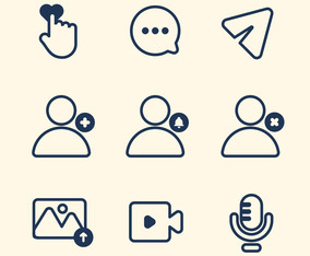 Line Reaction Action Social Media Icons