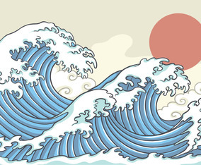 Free japanese tsunami - Vector Art