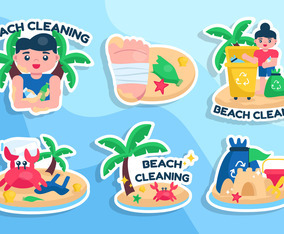 Beach Cleaning Sticker Set