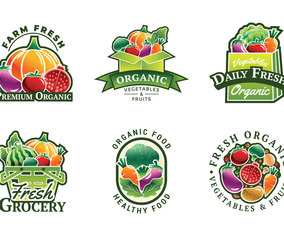 Fresh Groceries Logo Set