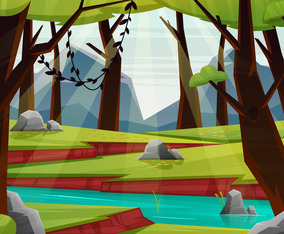 Beach View with Coconut Trees | FreeVectors