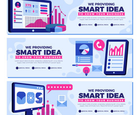 Set of Digital Office Banners