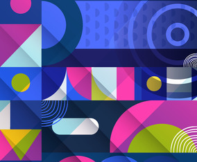 Abstract Basic Shapes In Blue Nuance Color Background