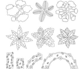 Tree Plan Outline Element Set | FreeVectors