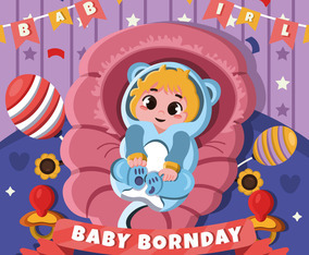 Cute Baby Girl Born Day Concept | FreeVectors