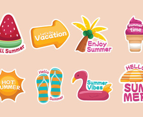 Cute Summer Sticker Collection | FreeVectors