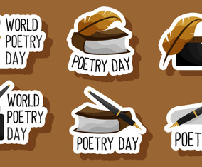 World Poetry Day Sticker Set | FreeVectors