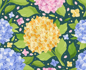 Hydrangeas Seamless Background Template