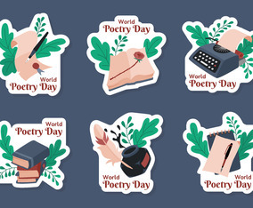 Set of Poetry Day Events Sticker Pack
