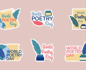 World Poetry Day Sticker Set
