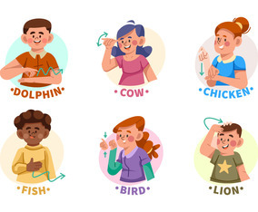 ASL Animal Sign Language Gesture | FreeVectors