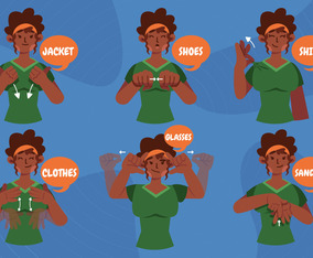 Sign Language instruction ASL Alphabets in Cartoon