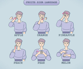 Alphabet Sign Language A-L Hand Character | FreeVectors