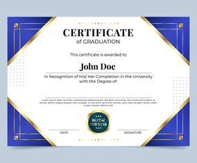 Flat Blue and Yellow Graduation Photo Frame Template