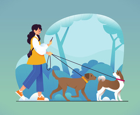 Free dog walker - Vector Art