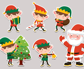 Santa and Helpers Sticker Collection