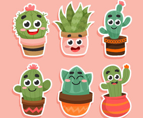 Cute Cactus Sticker Set
