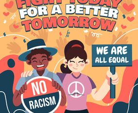 Man Raise Hands for Civil Rights Event Poster