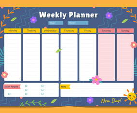 Forest Theme Weekly Timeline Template | FreeVectors