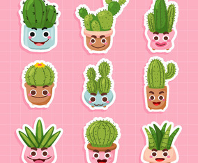 Cute Cactus Sticker Set