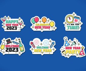 new year greeting sticker - 17124 Free Vectors to Download | FreeVectors