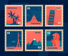Traveling Stamp Sticker Collection