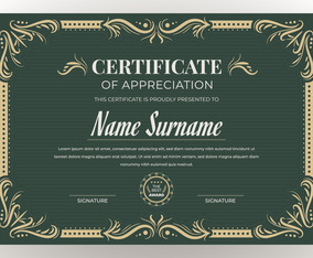 Classic Certificate Template With Floral Frame | FreeVectors