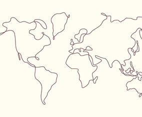 One Line Art World Map