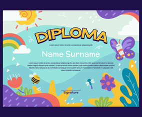 Nature Themed Children Certificate Template | FreeVectors