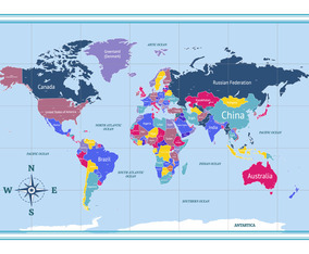 World Map with Country Name | FreeVectors