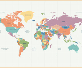 World Map with Country Names | FreeVectors