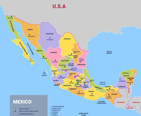 Mexico Map With District Names | FreeVectors