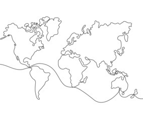 One Stroke Art World Map | FreeVectors