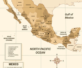 Mexico Map With District Names | FreeVectors