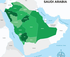 Detailed Saudi Arabia Map States and Union Teritories