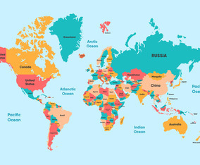 World Map with Countries Names