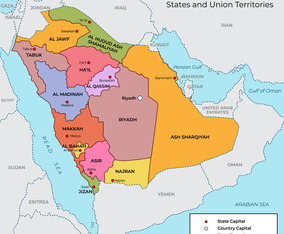 Map of Saudi Arabia and Surrounding Borders | FreeVectors