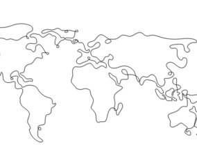 One Line Art World Map Concept | FreeVectors
