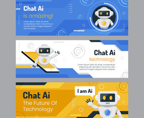 Robotic Artificial Intelligence Chat GPT Banner Template | FreeVectors