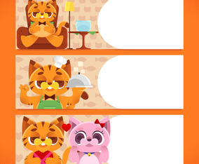 Blue Cat Horizontal Banner | FreeVectors