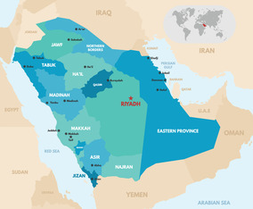 Saudi Arabia Country Map with Surrounding Borders | FreeVectors