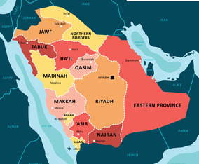 Detailed Saudi Arabia Map States and Union Teritories