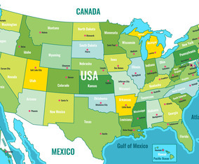 Map of USA with State Names