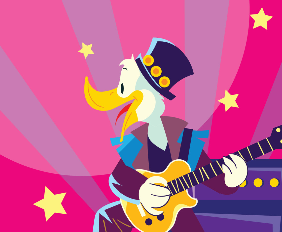 Cute Duck Character Playing Guitar | FreeVectors