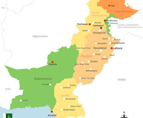 Map of Pakistan and Surrounding Borders