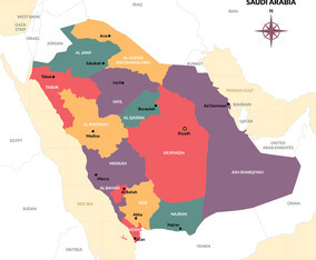 Saudi Arabia Country Map with City Names