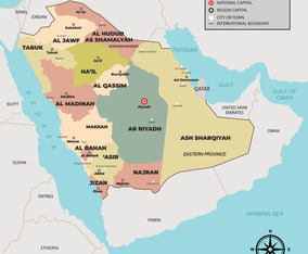Detailed Saudi Arabia Map States and Union Teritories
